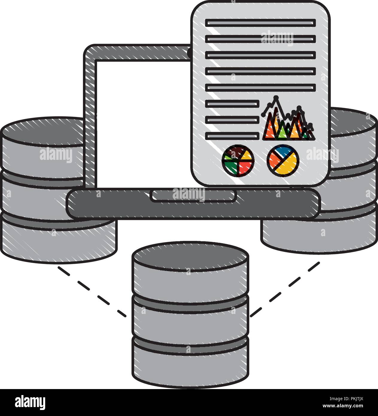 laptop database server storage information document report Stock Vector ...