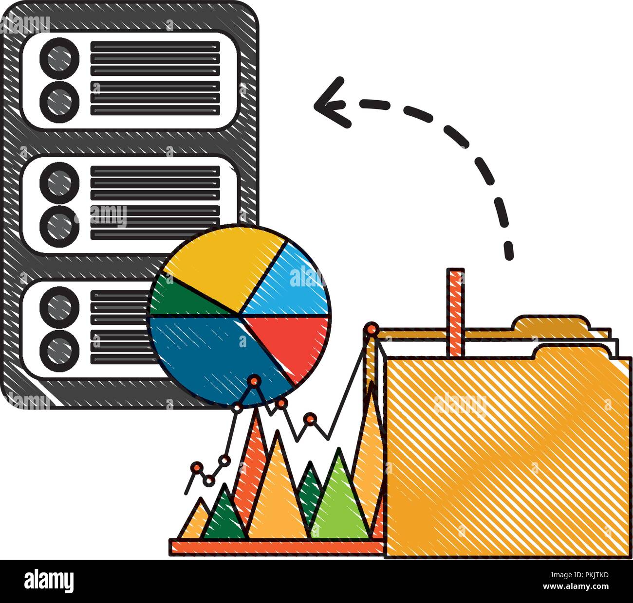 database server folder file report pie chart storage data vector ...