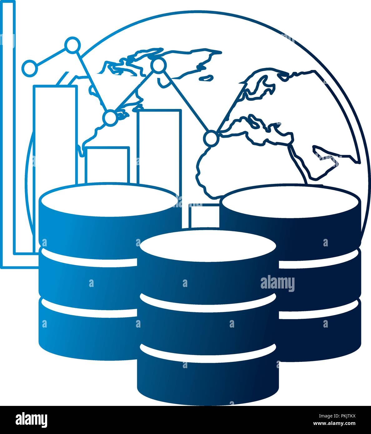 database center storage world graph financial vector illustration neon ...