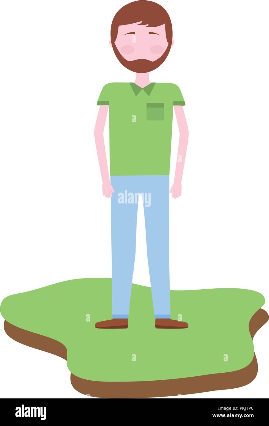 man character male standing in land vector illustration Stock Vector ...