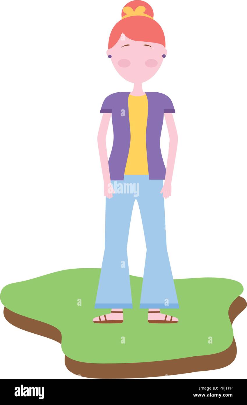 woman character standing in the outdoor vector illustration Stock ...
