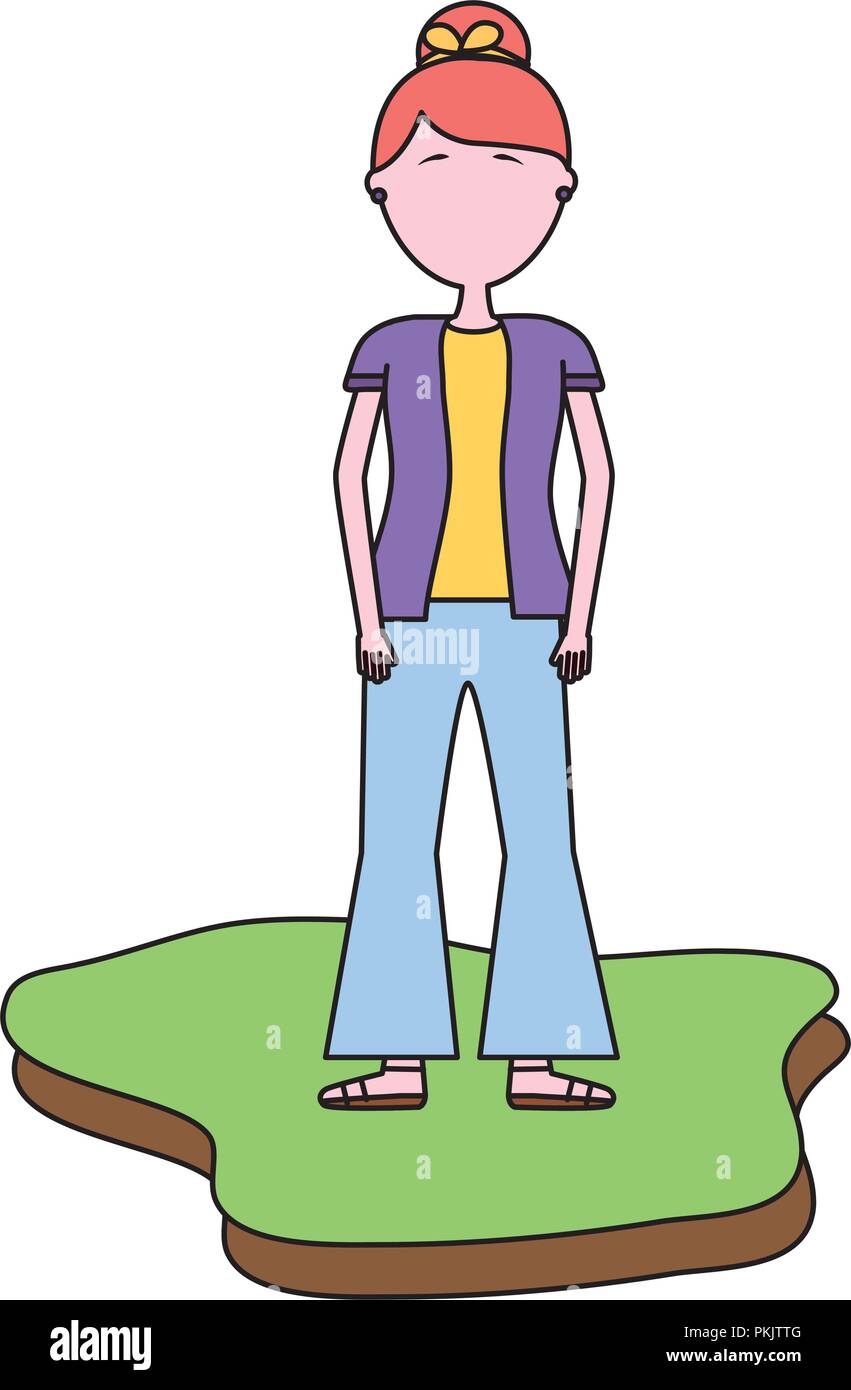 woman character standing in the outdoor vector illustration Stock ...