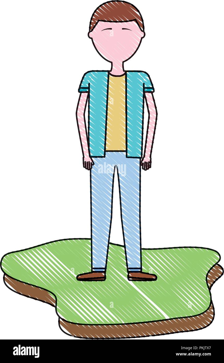 man character male standing in land vector illustration Stock Vector ...