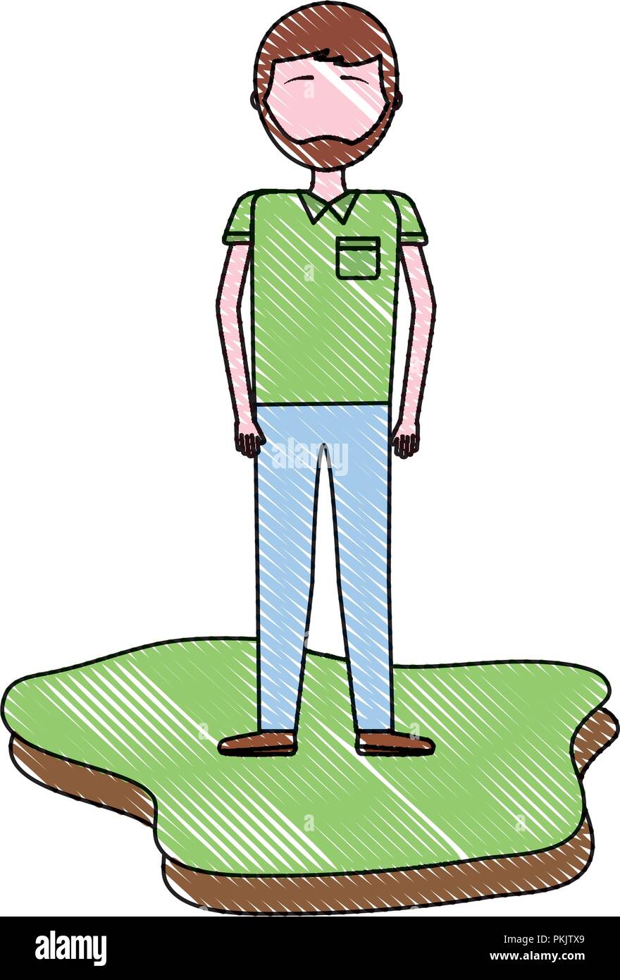 man character male standing in land vector illustration Stock Vector ...