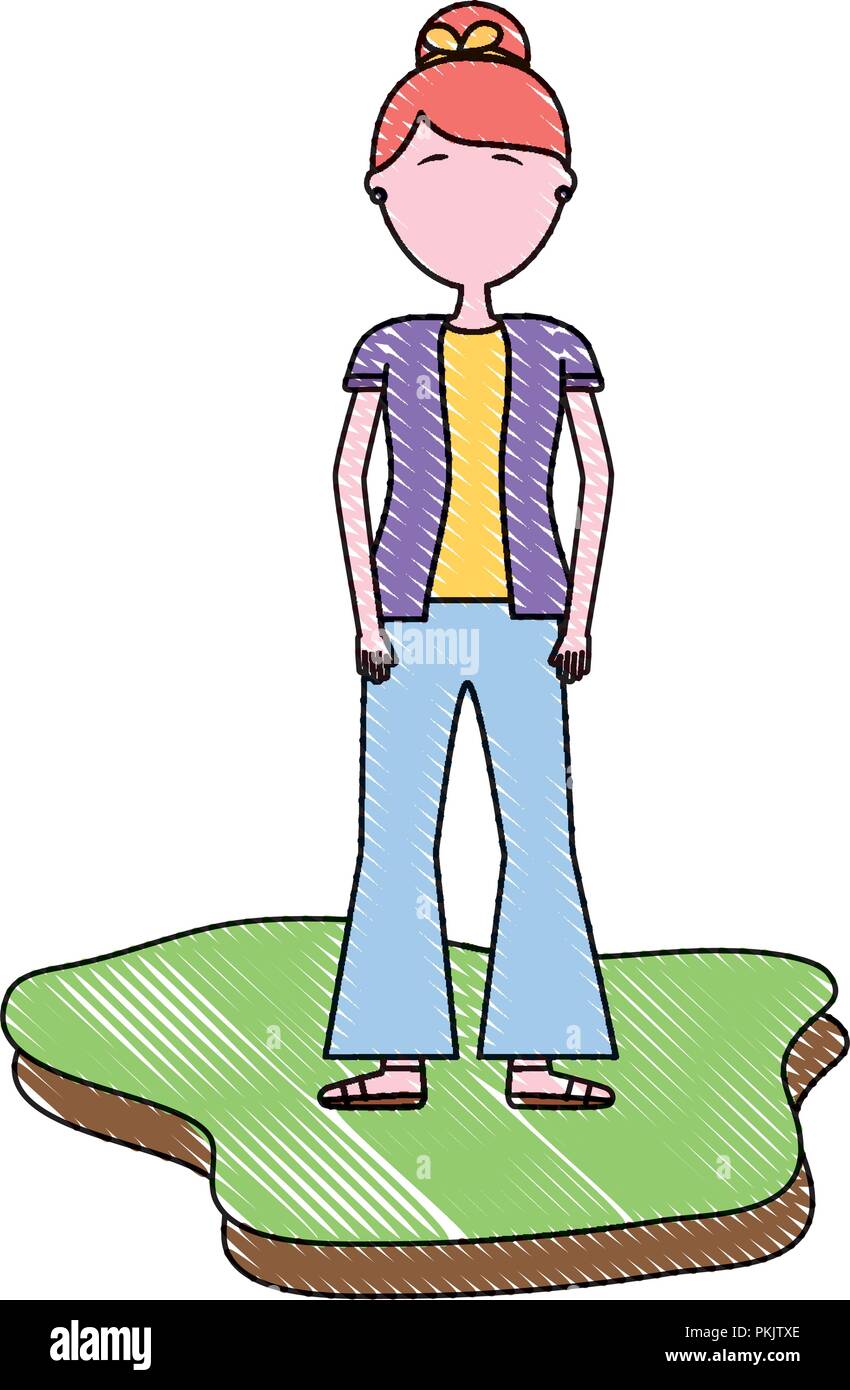 woman character standing in the outdoor vector illustration Stock ...