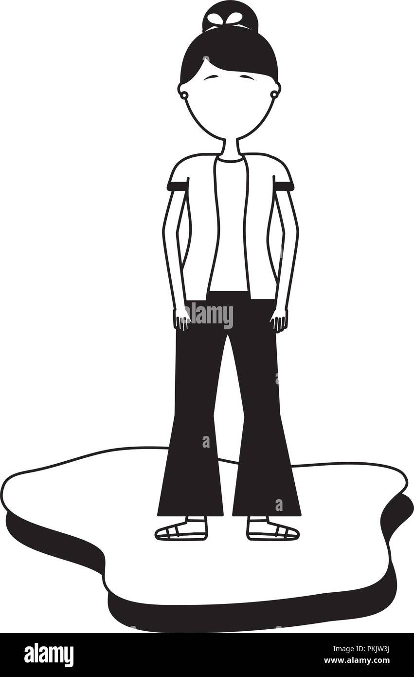 woman character standing in the outdoor vector illustration Stock ...