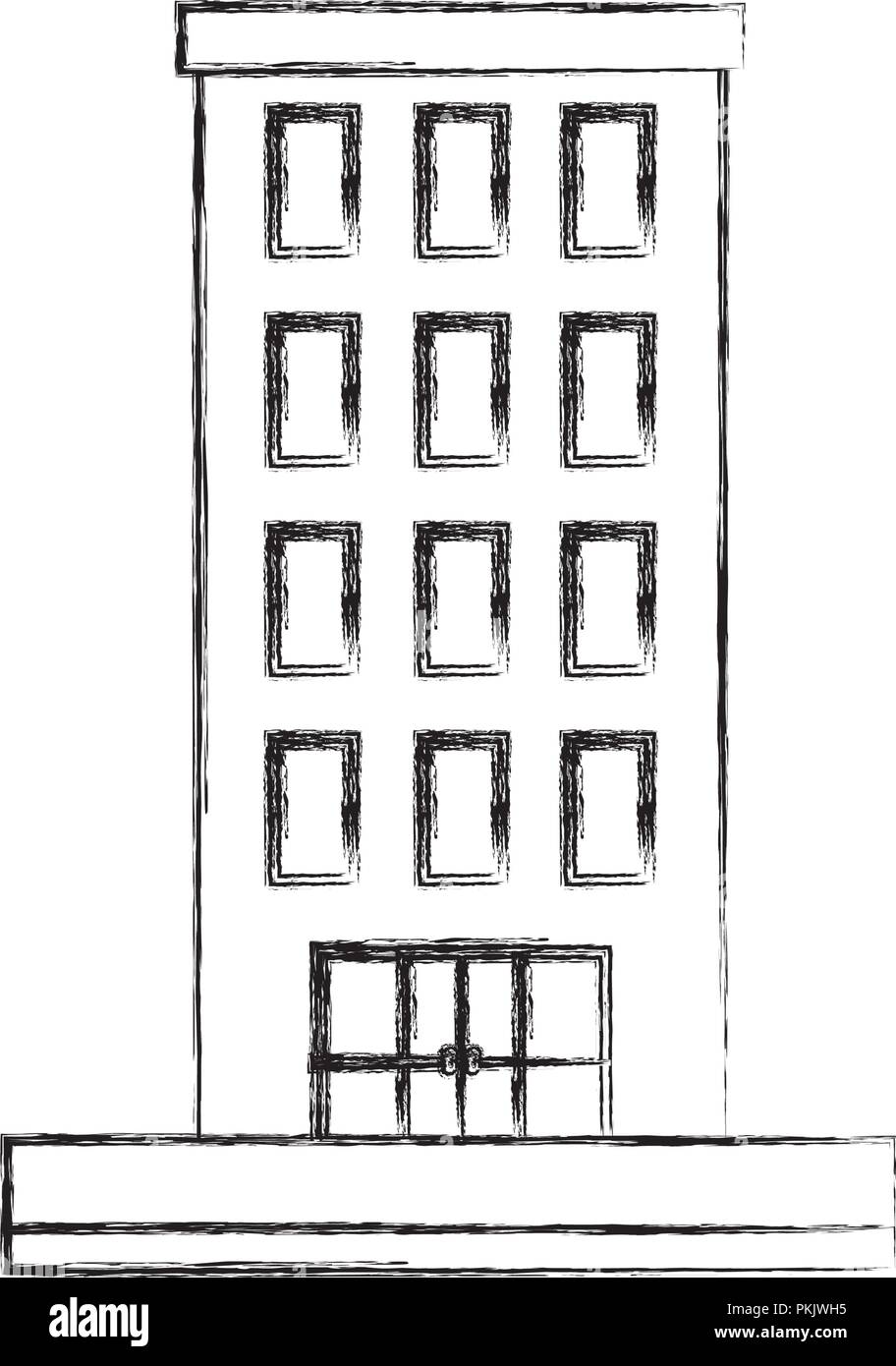 building skyscraper architecture exterior icon vector illustration hand ...