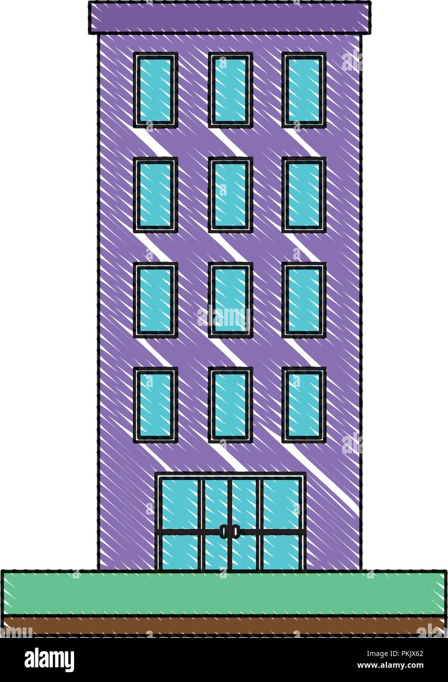 building skyscraper architecture exterior icon vector illustration ...