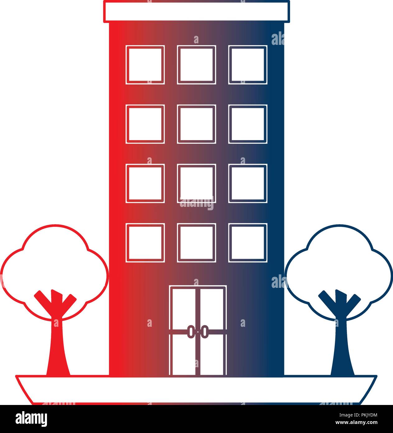 building structure with trees plants isolated icon Stock Vector Image ...