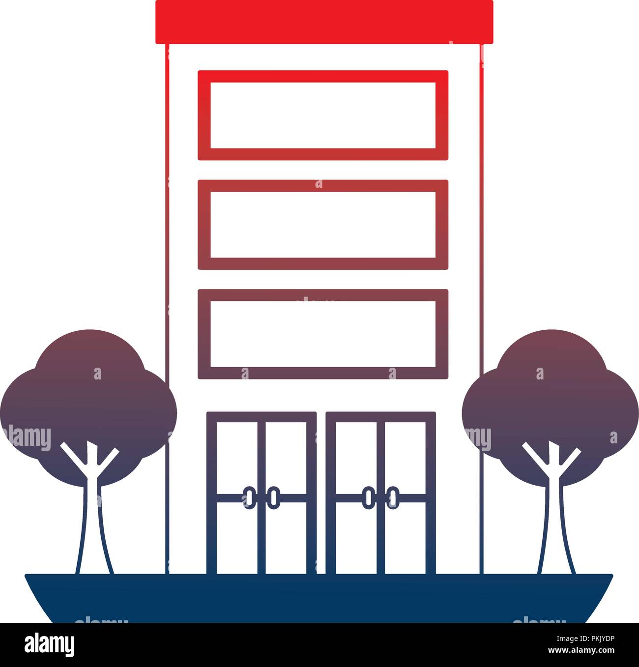 building structure with trees plants isolated icon Stock Vector Image ...