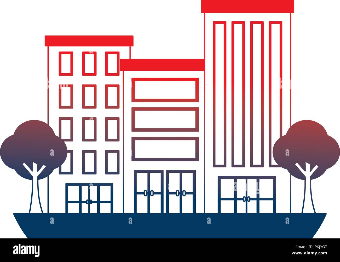 buildings structure with trees plants isolated icon Stock Vector Image ...