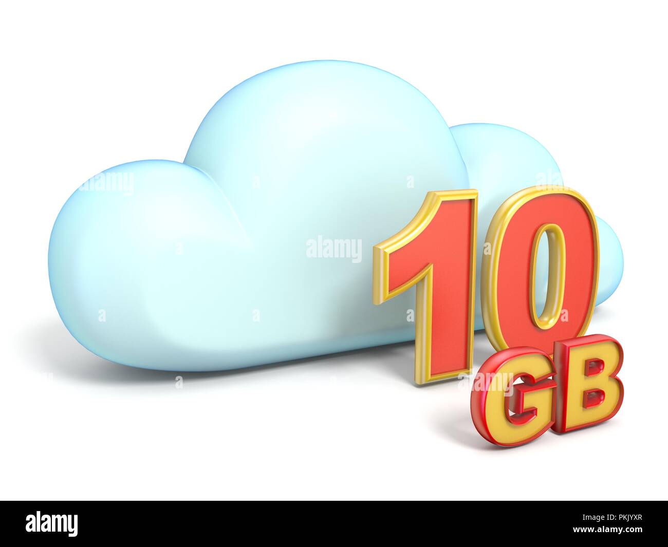 Cloud icon 10 GB storage capacity 3D rendering isolated on white ...