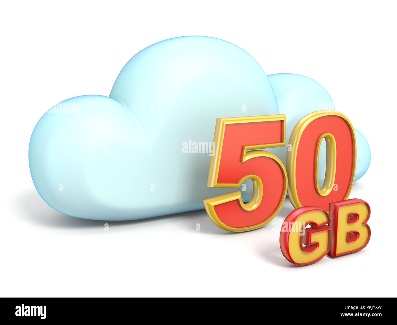 Cloud icon 50 GB storage capacity 3D rendering isolated on white ...