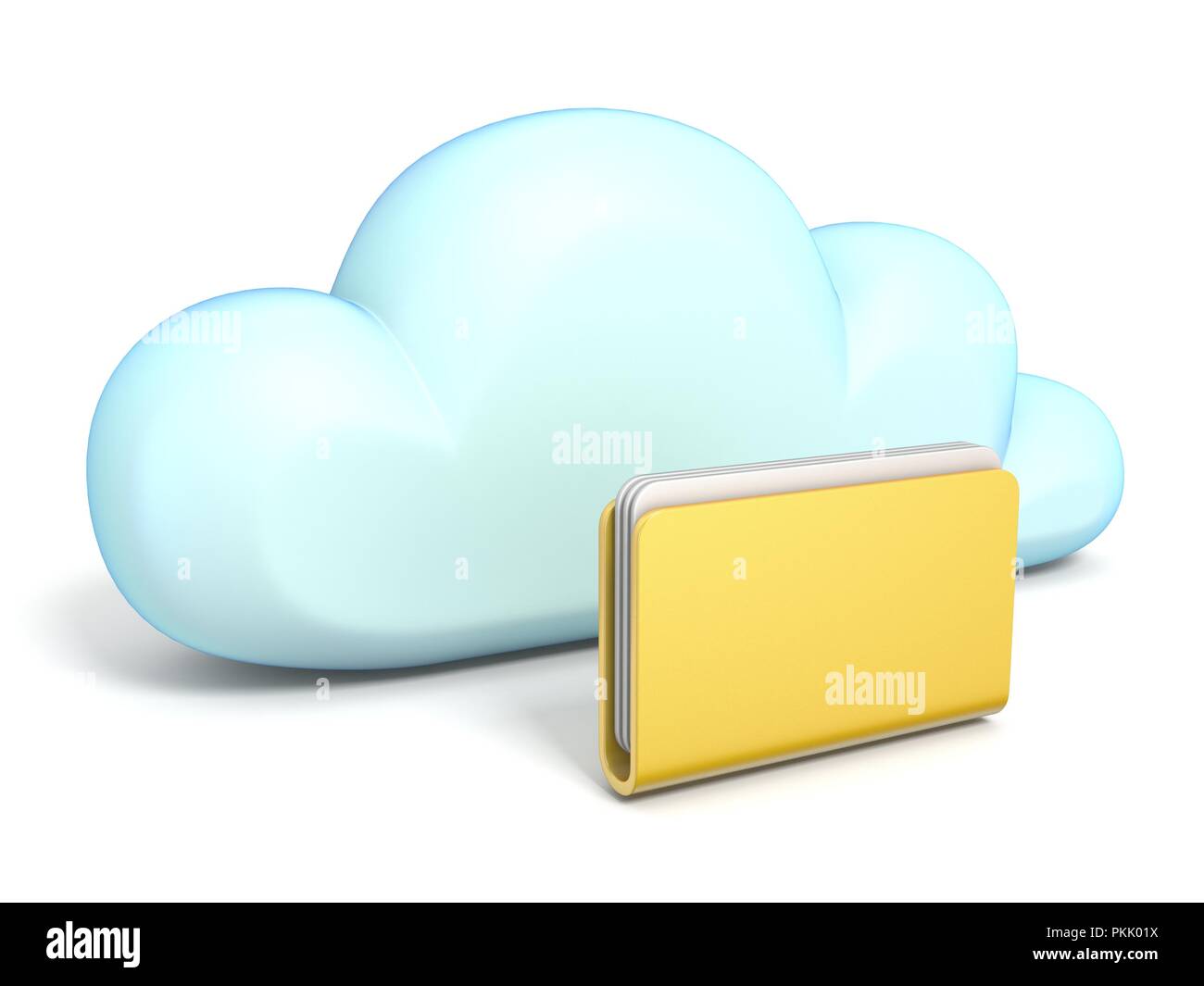 Cloud icon with closed folder 3D rendering isolated on white background ...