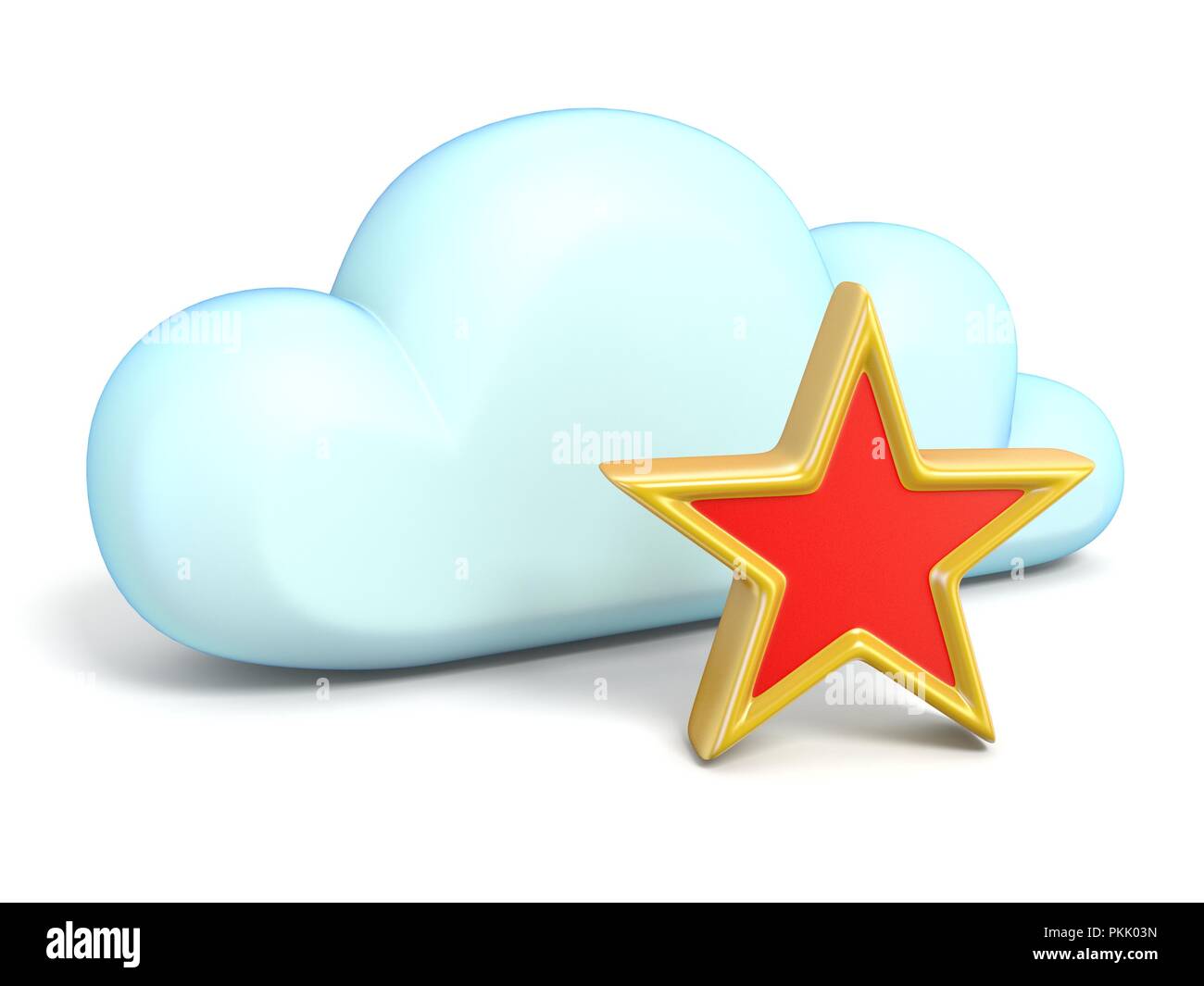 Cloud icon with star 3D rendering isolated on white background Stock ...