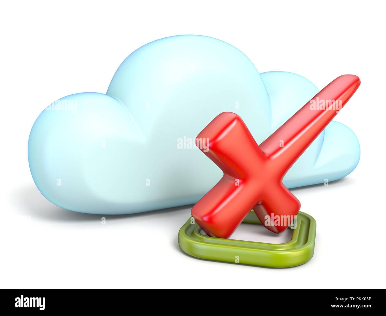 Cloud icon with red check mark 3D rendering isolated on white ...