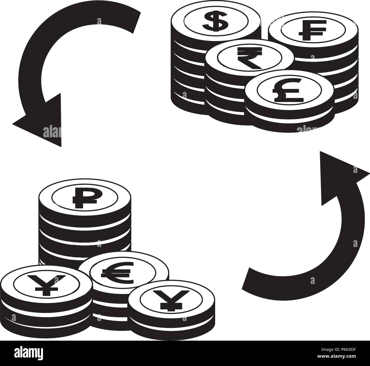 crypto coins pile with arrows Stock Vector Image & Art - Alamy