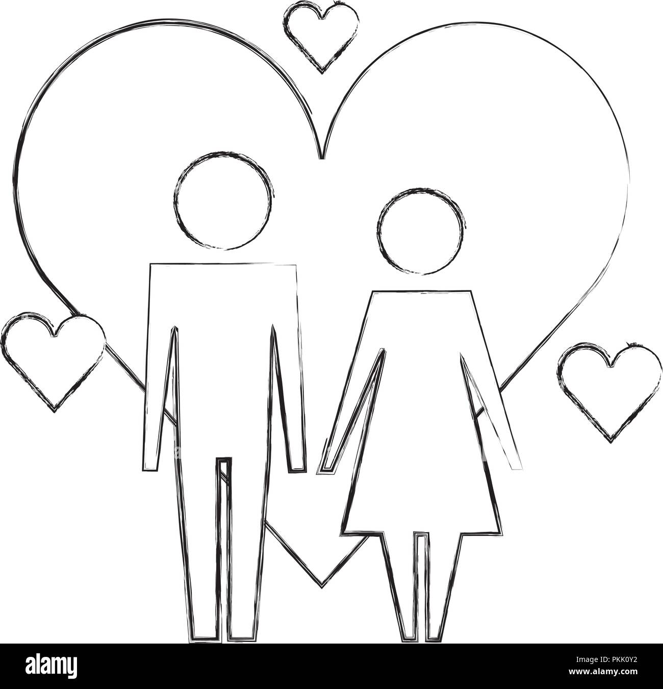 pictogram love couple characters hearts Stock Vector Image & Art - Alamy