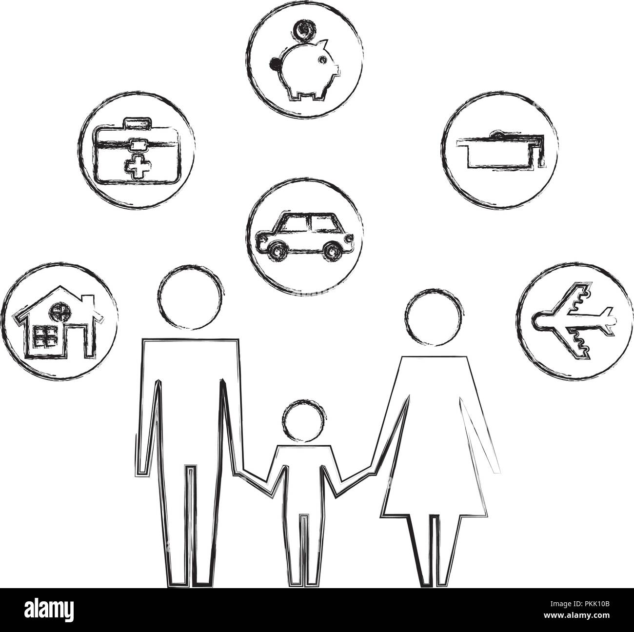 family parents and son protection insurance Stock Vector Image & Art ...