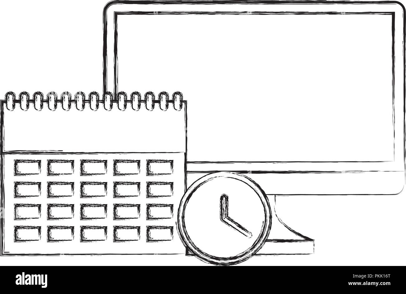 business office computer calendar clock time Stock Vector Image & Art ...