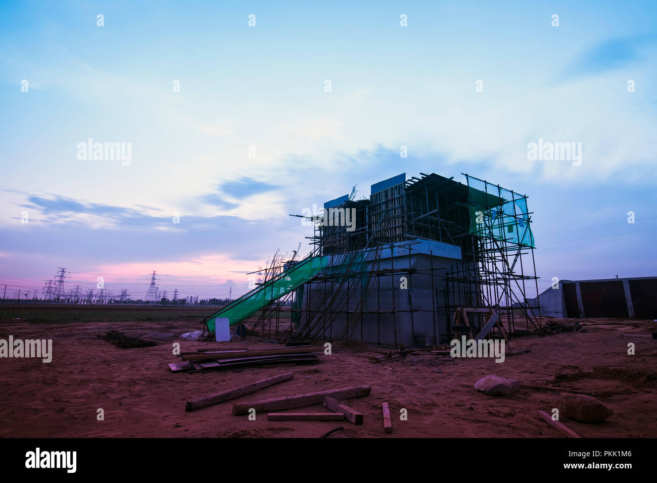 Bridge pier in construction site, unfinished Stock Photo - Alamy