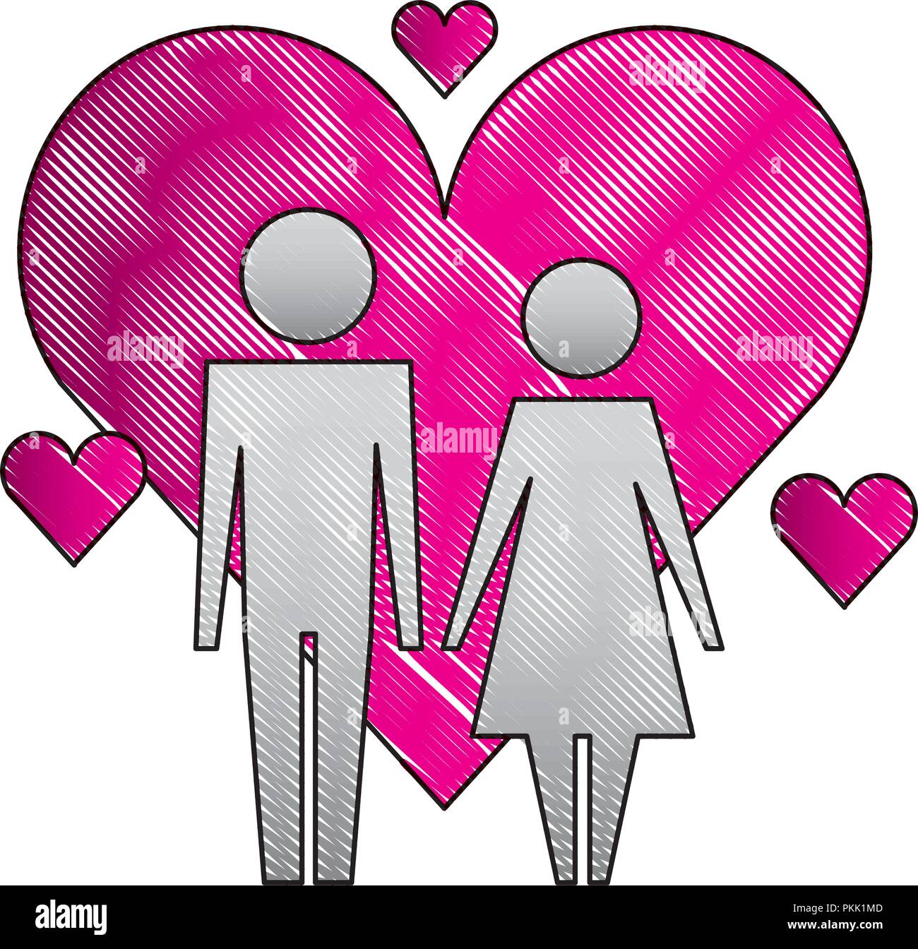 pictogram love couple characters hearts Stock Vector Image & Art - Alamy