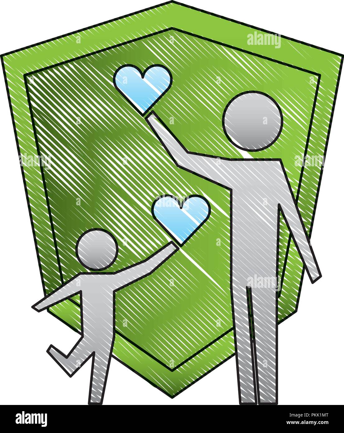 parent father and son holding hearts shield protection Stock Vector ...