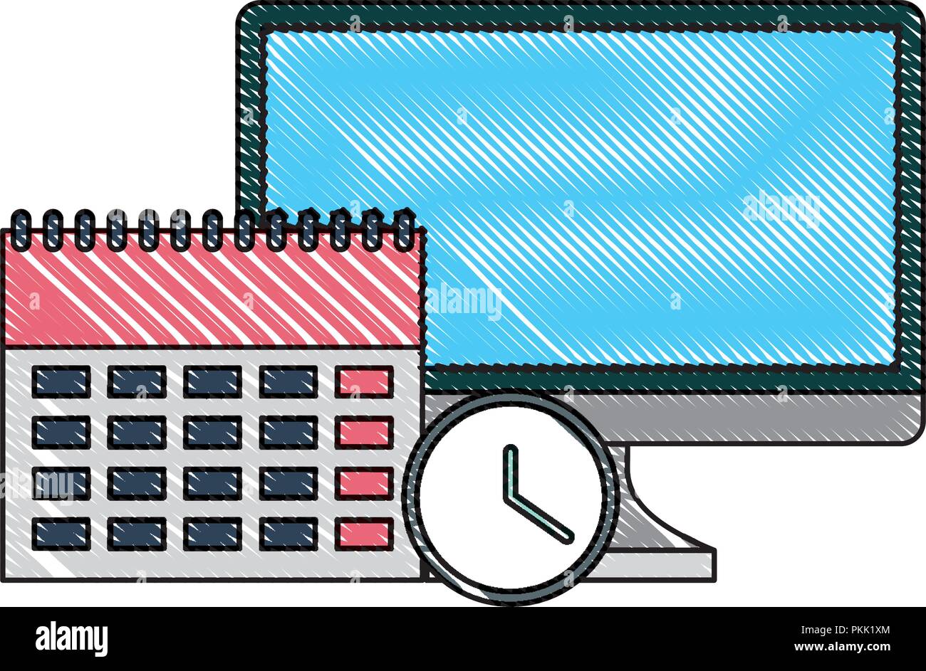 business office computer calendar clock time Stock Vector Image & Art ...