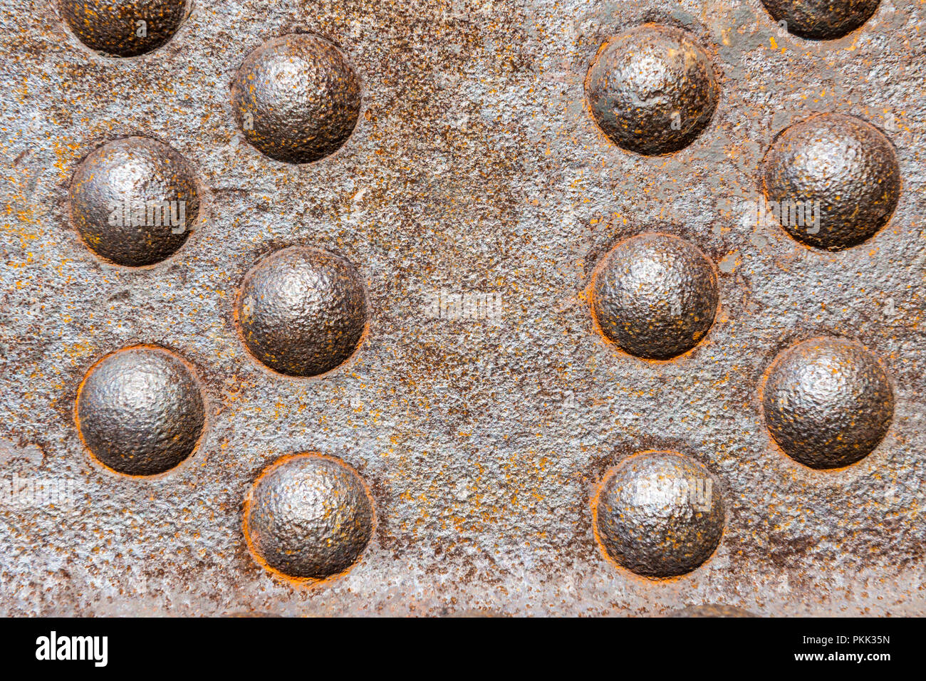 Close up detail of rusted steel and circular rivets Stock Photo - Alamy