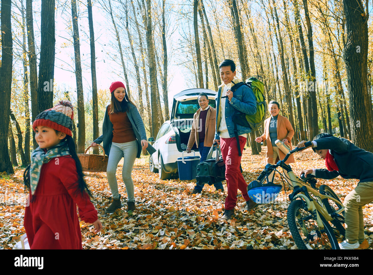Happy family outdoor outing Stock Photo - Alamy