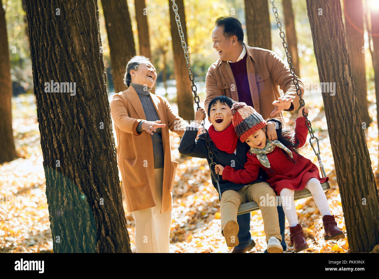 Happy family outdoor outing Stock Photo - Alamy
