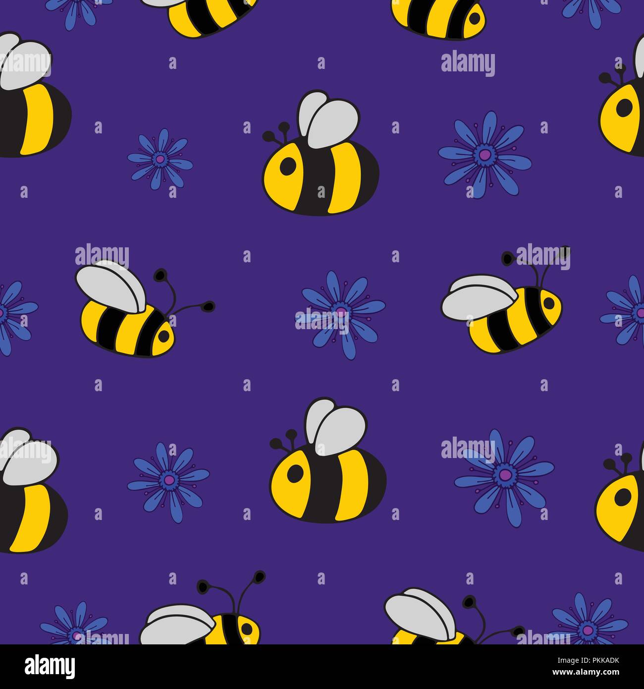 Seamless pattern with bees and flowers Stock Vector Image & Art - Alamy