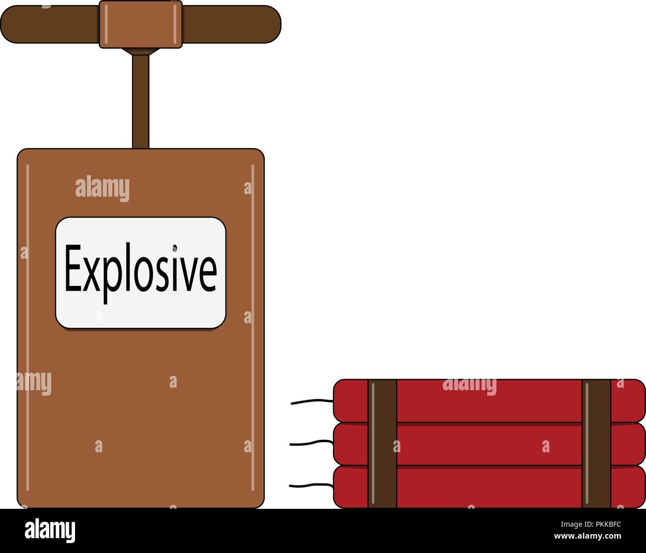 Color illustration of the explosive for the mining industry on a white ...