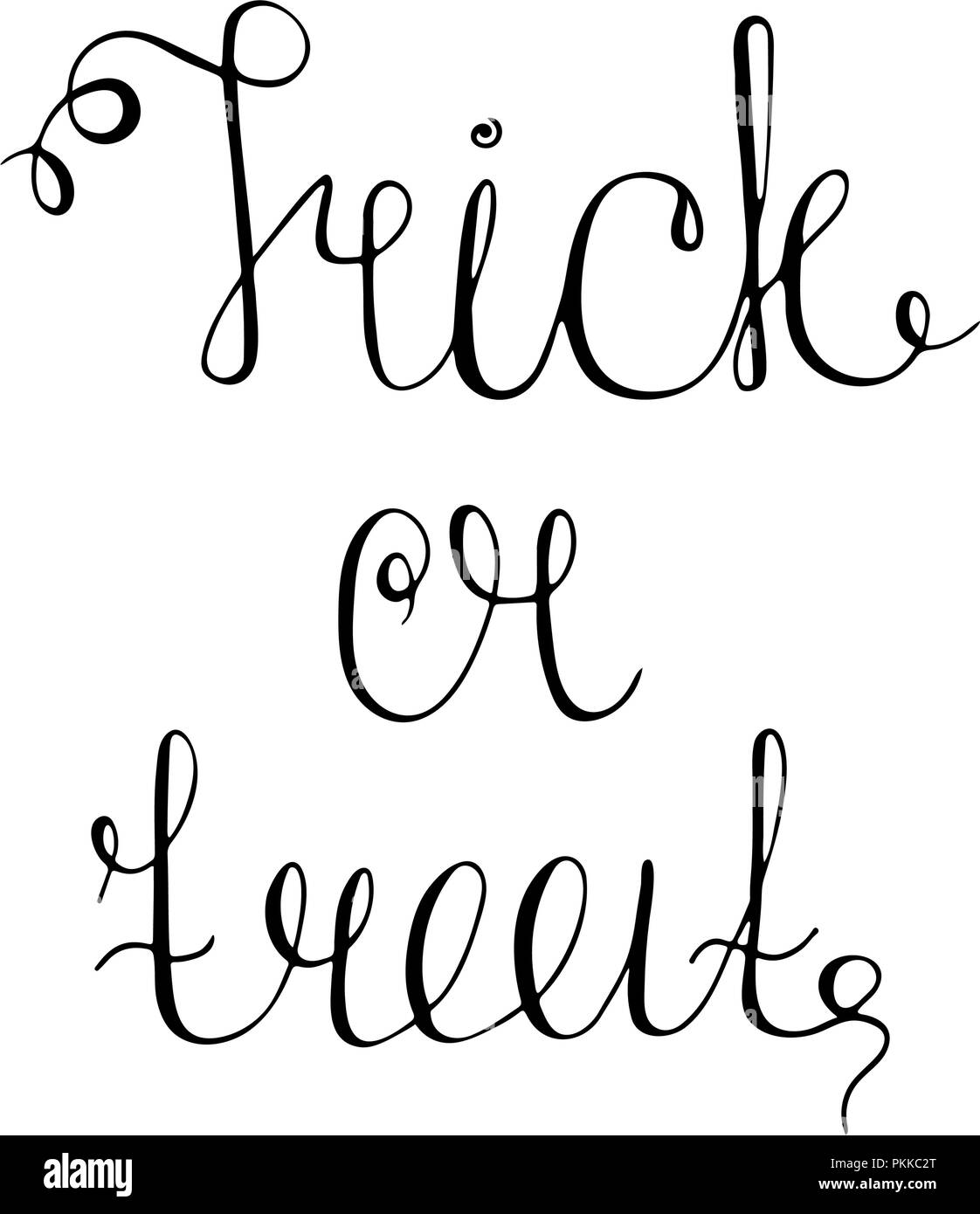 Hand-drawn fantasy lettering for Halloween party. Trick or treat Stock ...