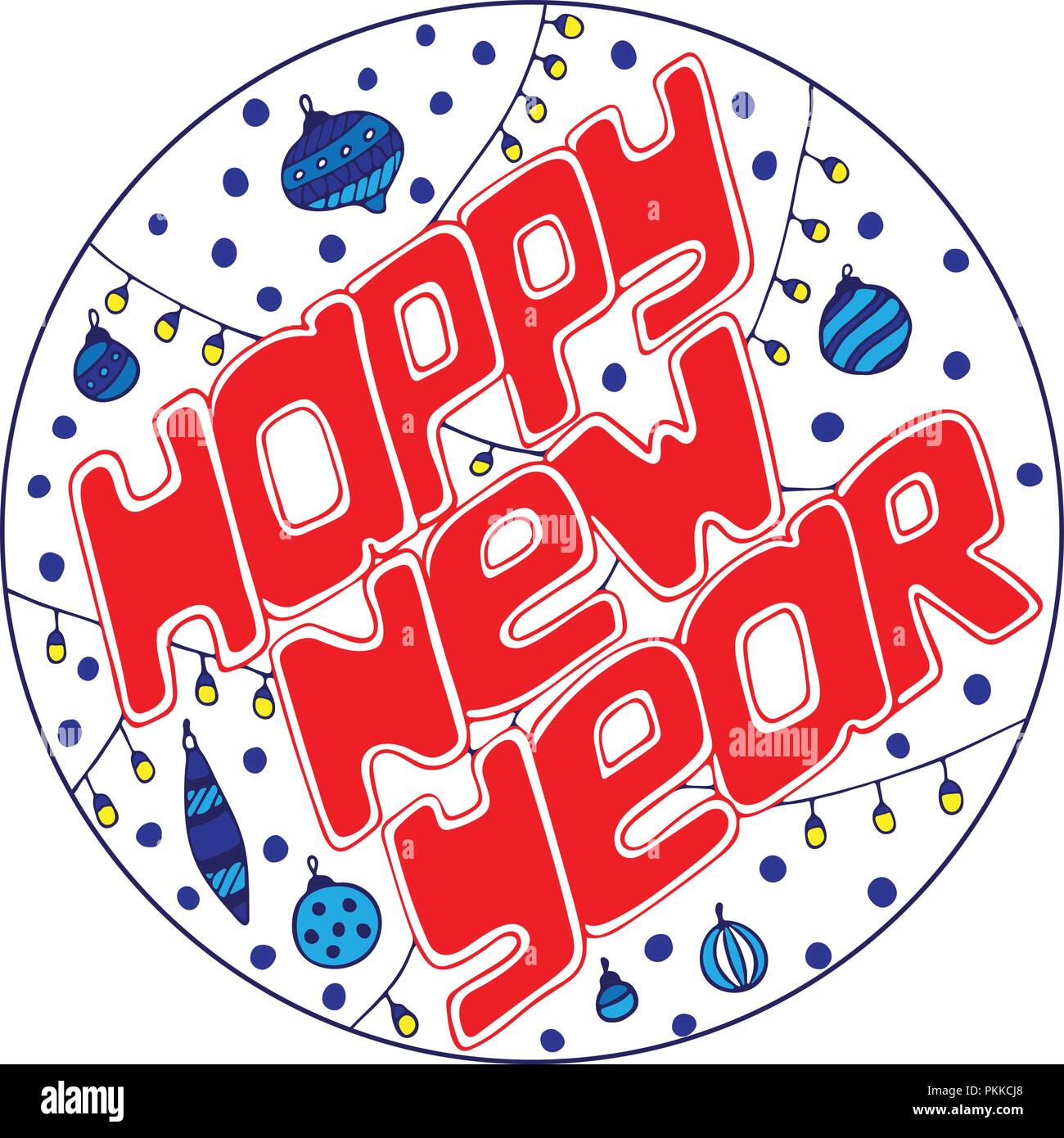 Happy new year doodle colorful Stock Vector Images - Alamy