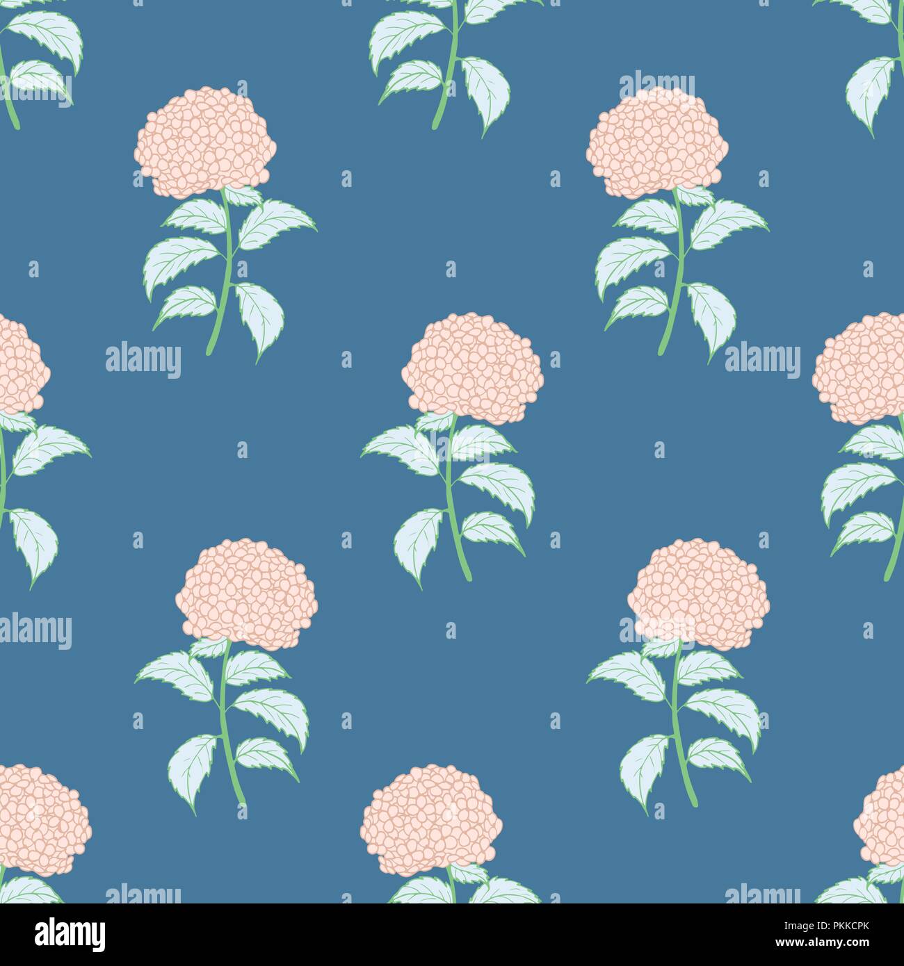 Bright flower seamless pattern with pink hydrangeas Stock Vector Image ...