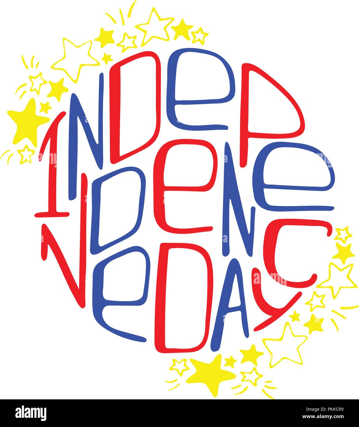 Unique illustration with a hand-drawn lettering for the Independence ...