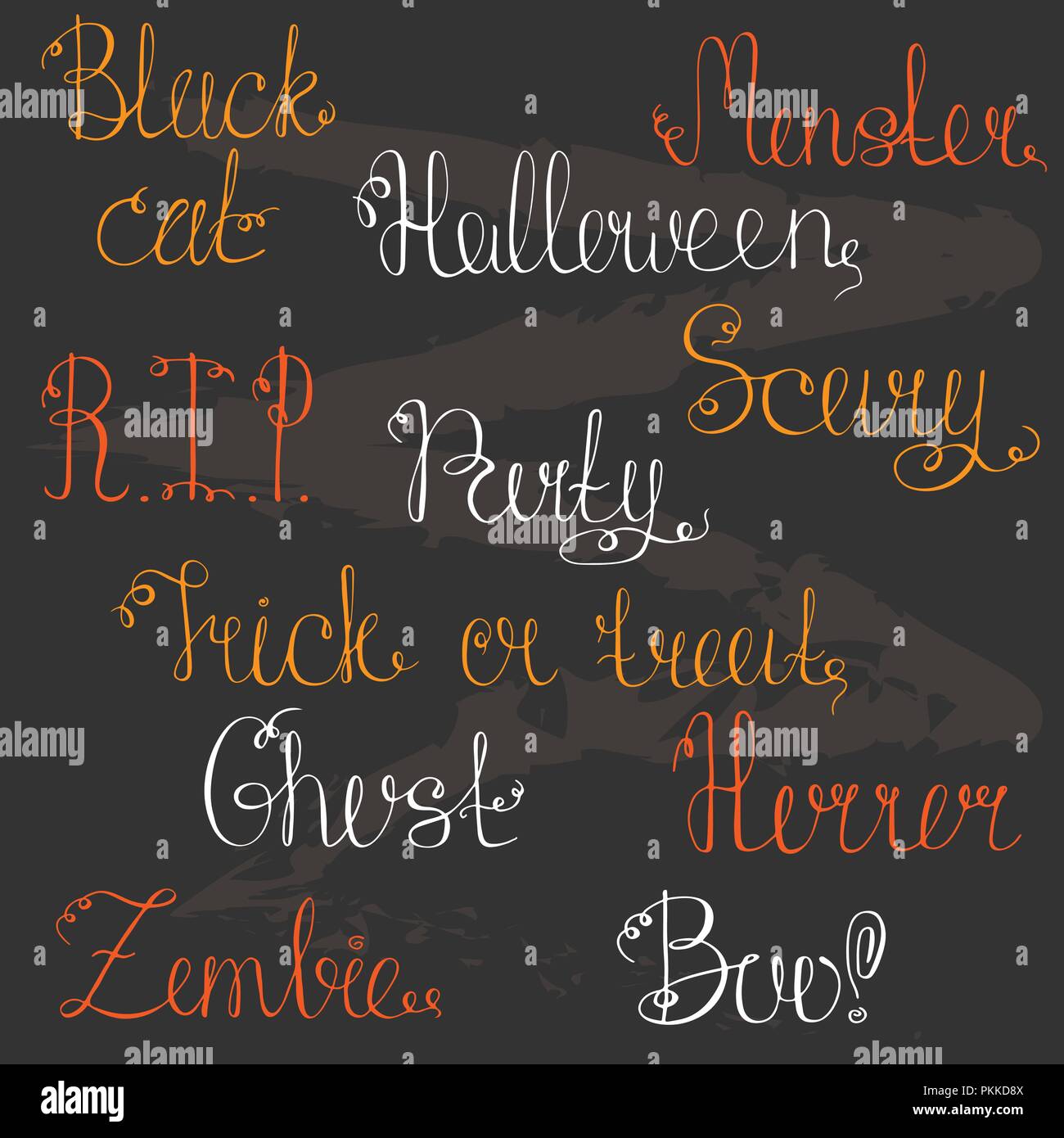 A set of hand-drawn lettering for a Halloween party Stock Vector Image ...