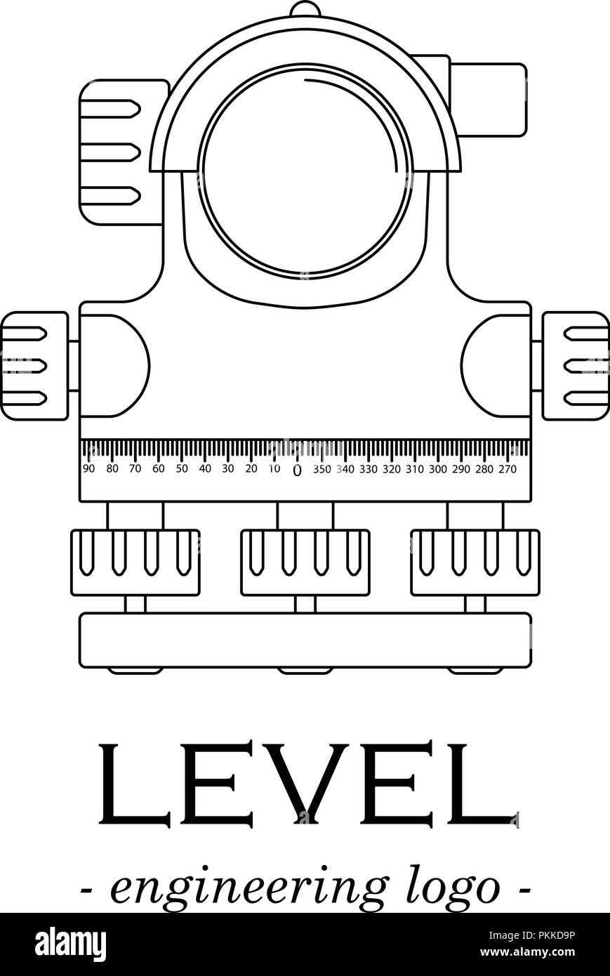 Vector black-and-white logo of a level of lines. Geodesy Stock Vector ...