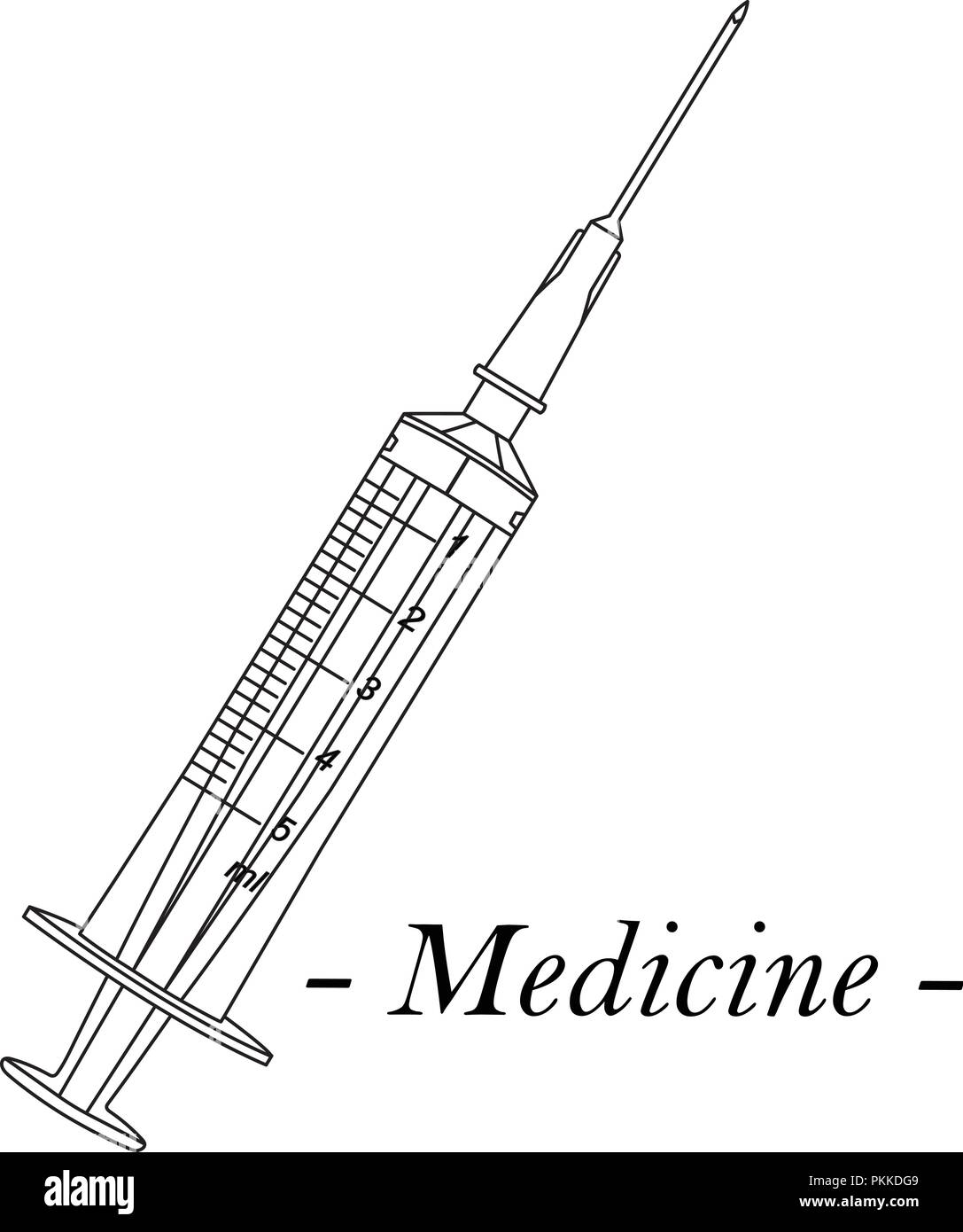Vector illustration with the syringe for injections. Medical ...