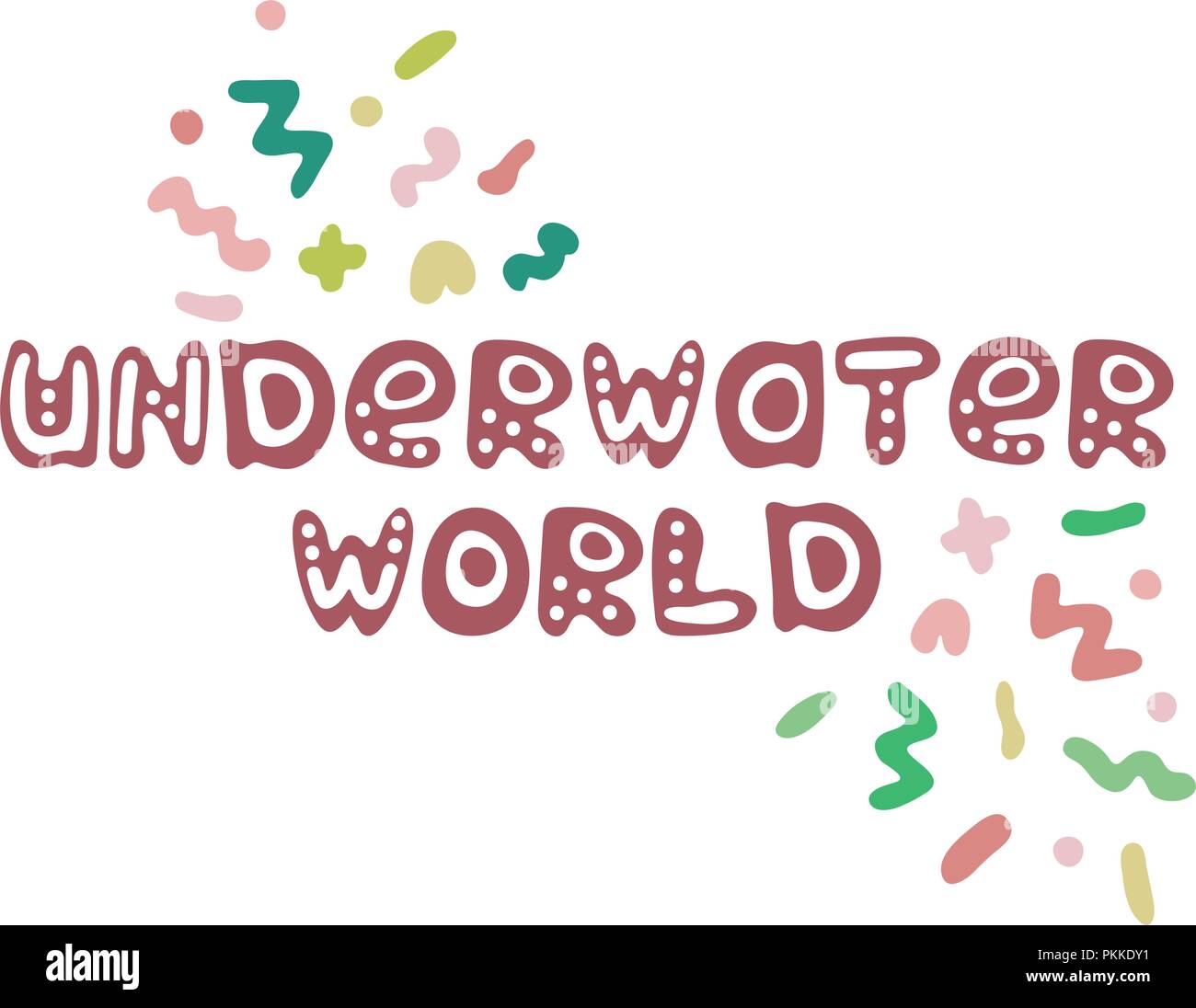 Hand-drawn color text about a sea. Lettering - the underwater world ...
