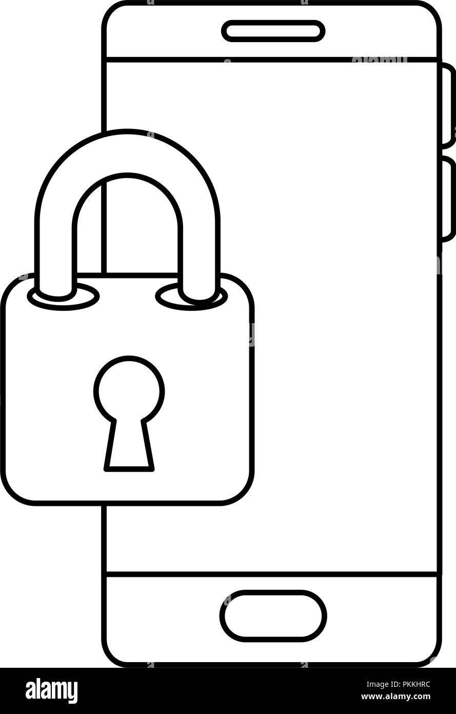 smartphone device with padlock Stock Vector Image & Art - Alamy
