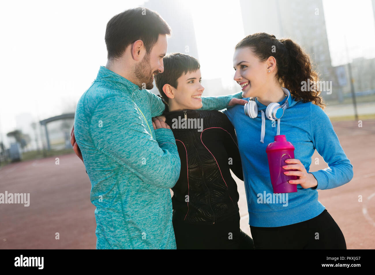 Group of healthy friends living fit and active lifestyles Stock Photo ...