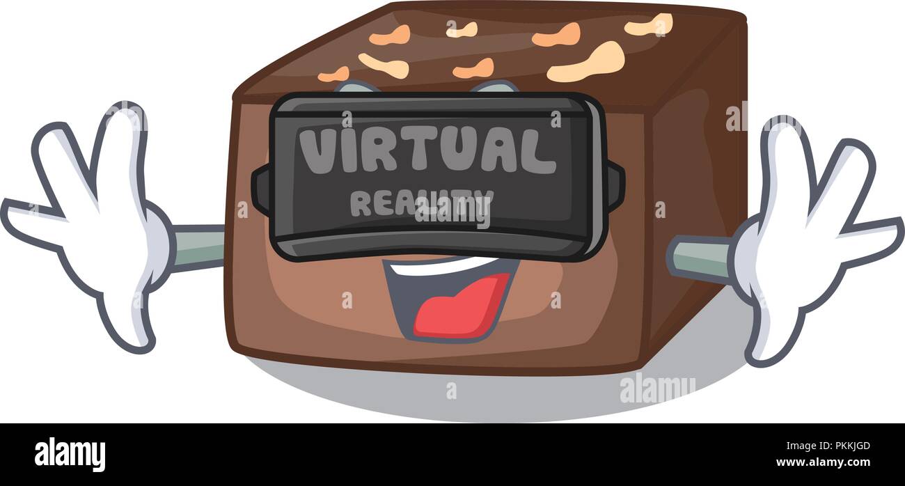 Virtual reality homemade sweet cake with almonds and cream cartoon ...
