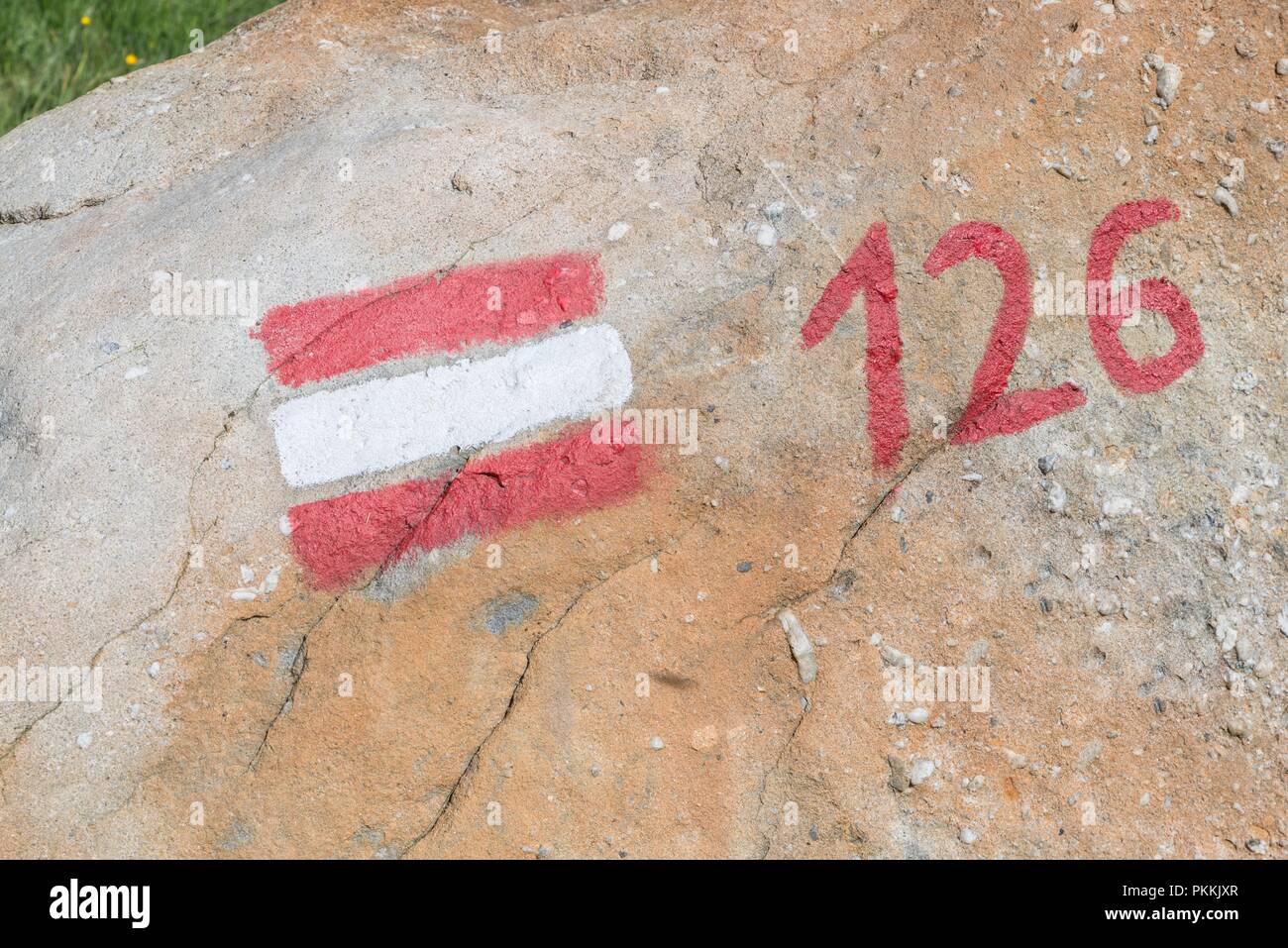 Red white red hiking trail markings hi-res stock photography and images ...