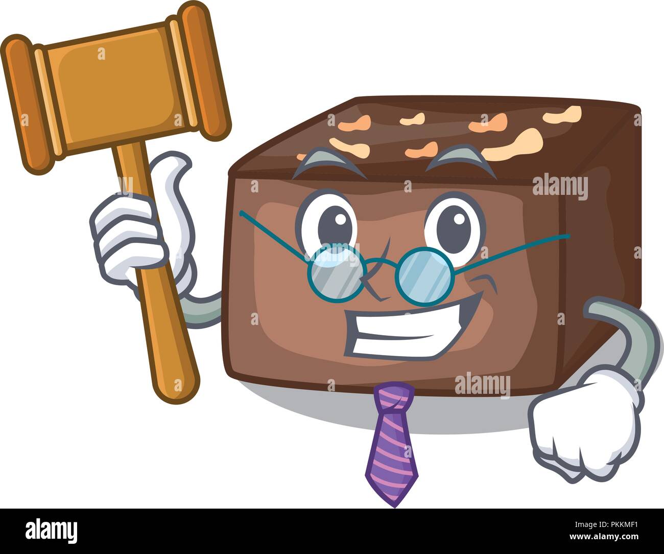Judge slice almond chocolate cake isolated on mascot Stock Vector Image ...