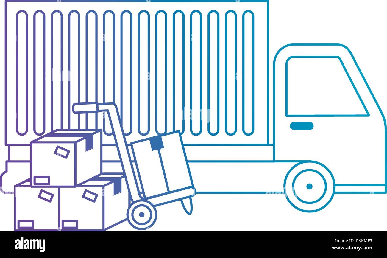 delivery service truck with cart Stock Vector Image & Art - Alamy