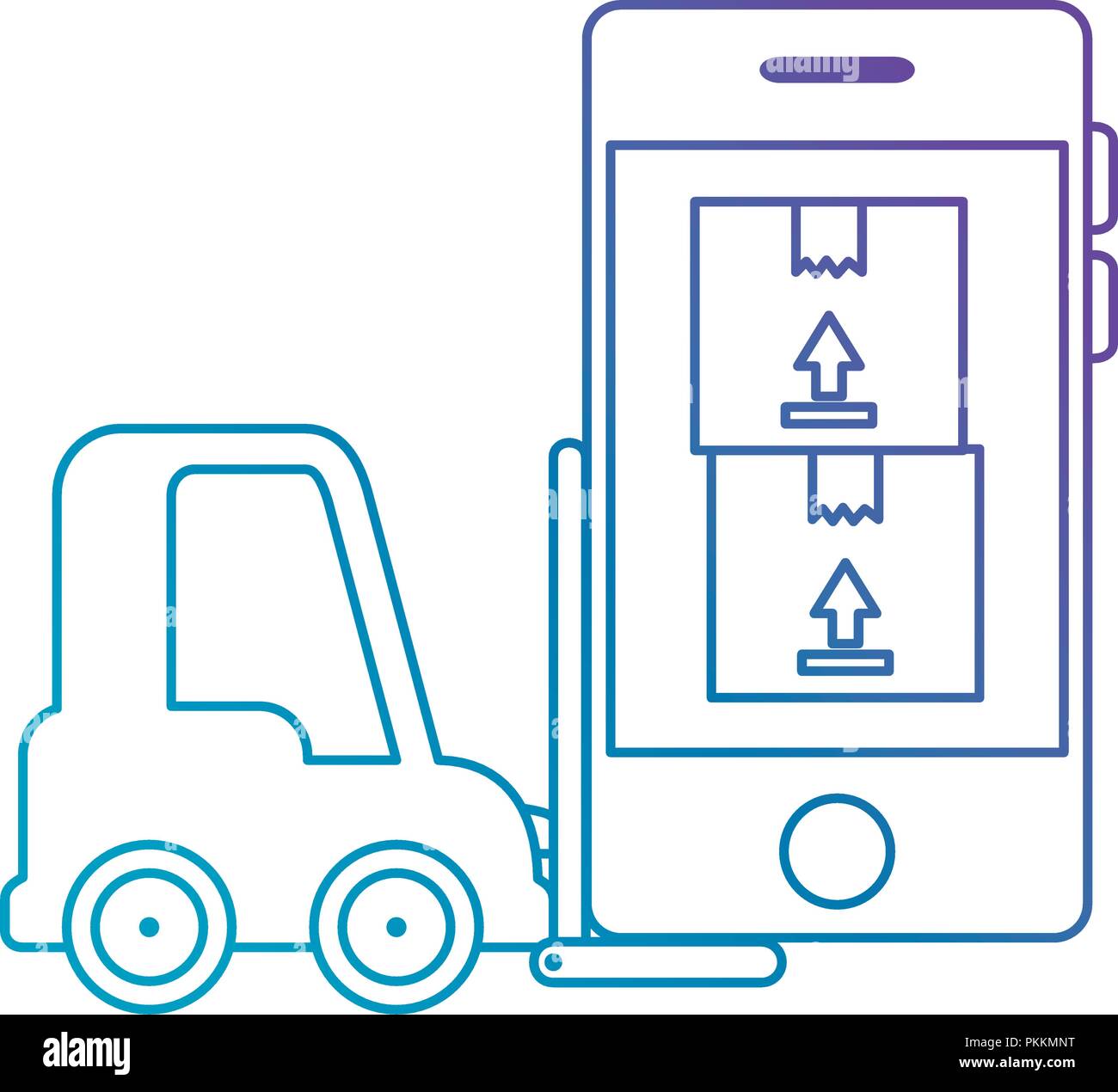 forklift vehicle with smartphone and boxes Stock Vector Image & Art - Alamy