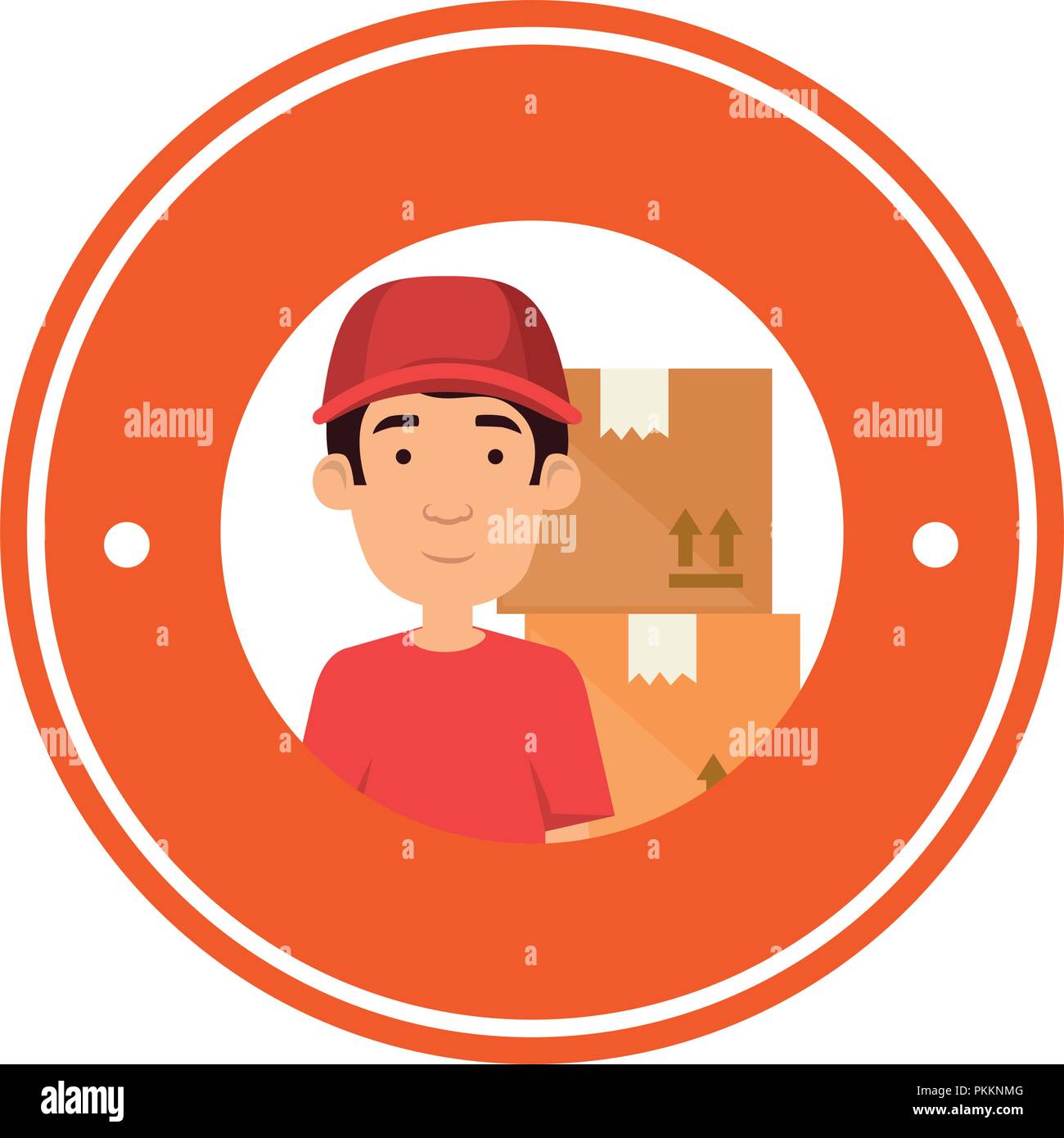 delivery worker with boxes seal stamp Stock Vector Image & Art - Alamy