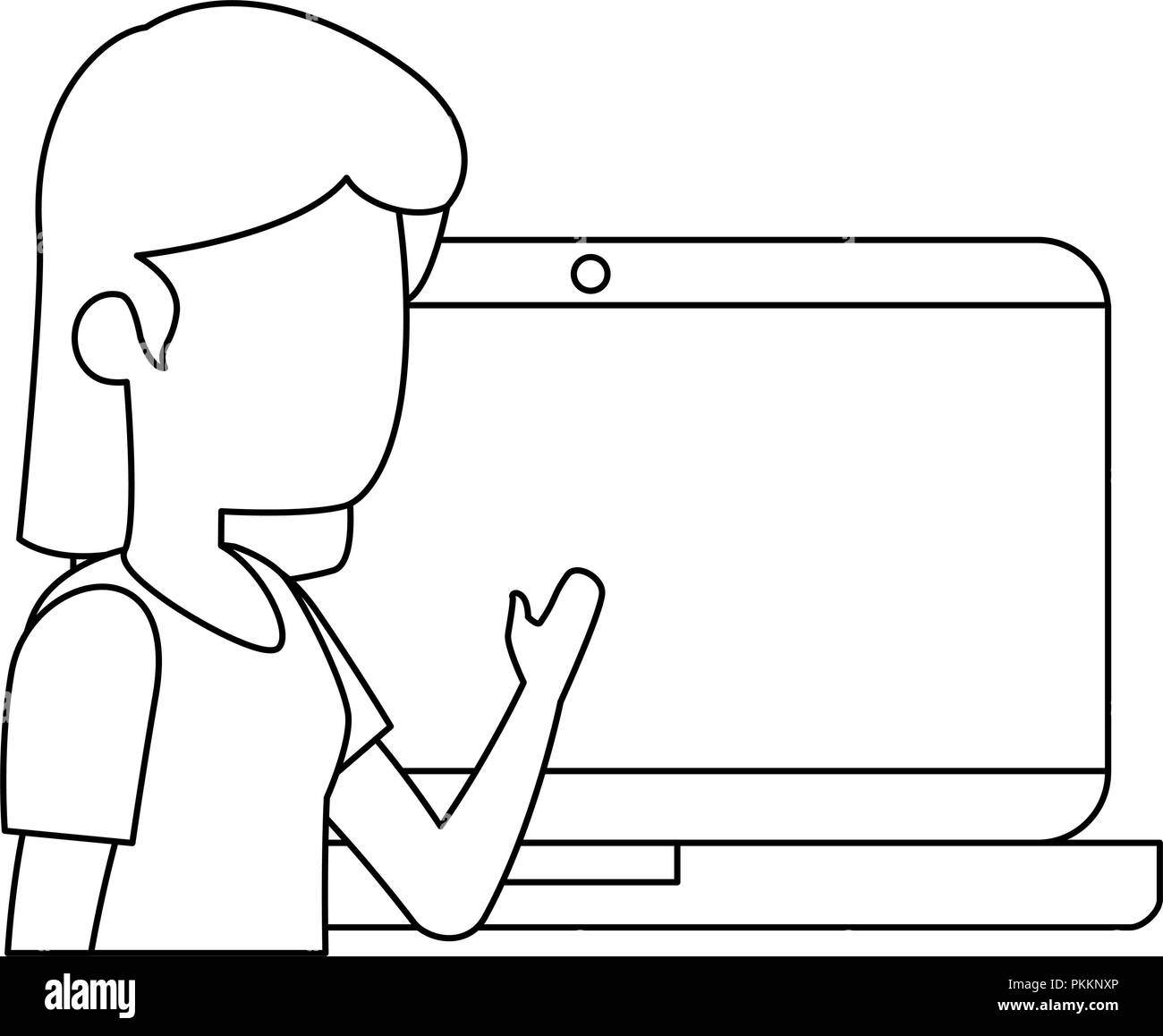 woman with laptop computer Stock Vector Image & Art - Alamy